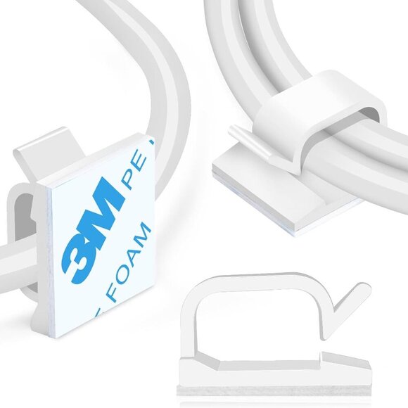 Other | 58 Adhesive Cord Clips White 6pcs Cable Management Staples For ...